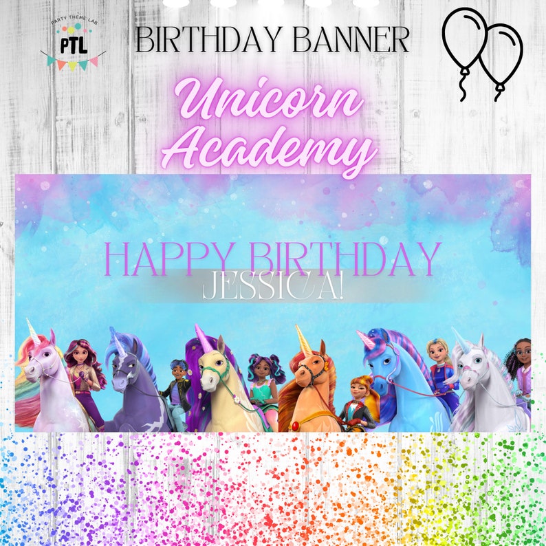 UNICORN ACADEMY Birthday Banner | Unicorn Academy Personalized Birthday ...