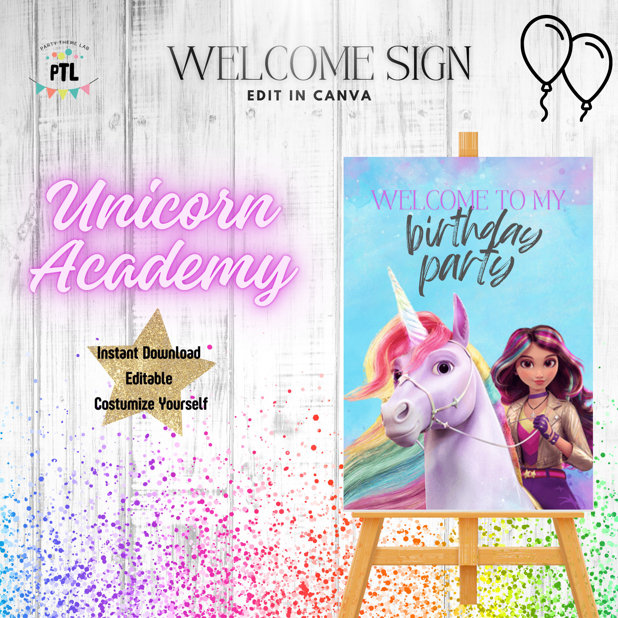 UNICORN ACADEMY Welcome Sign Editable Template Instant Download Unicorn ...