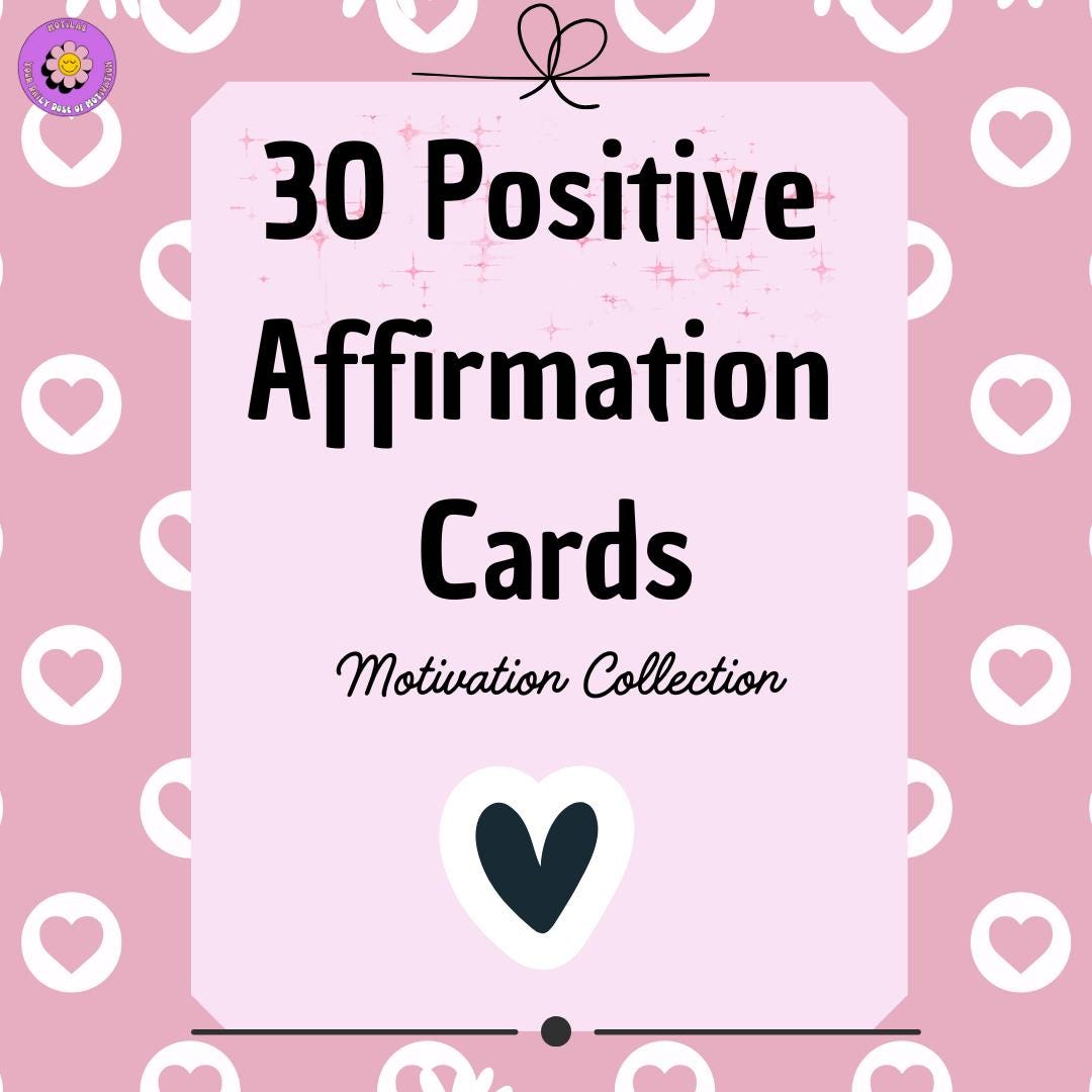 Editable Digital Motivation Affirmation Cards | Printable Positive ...