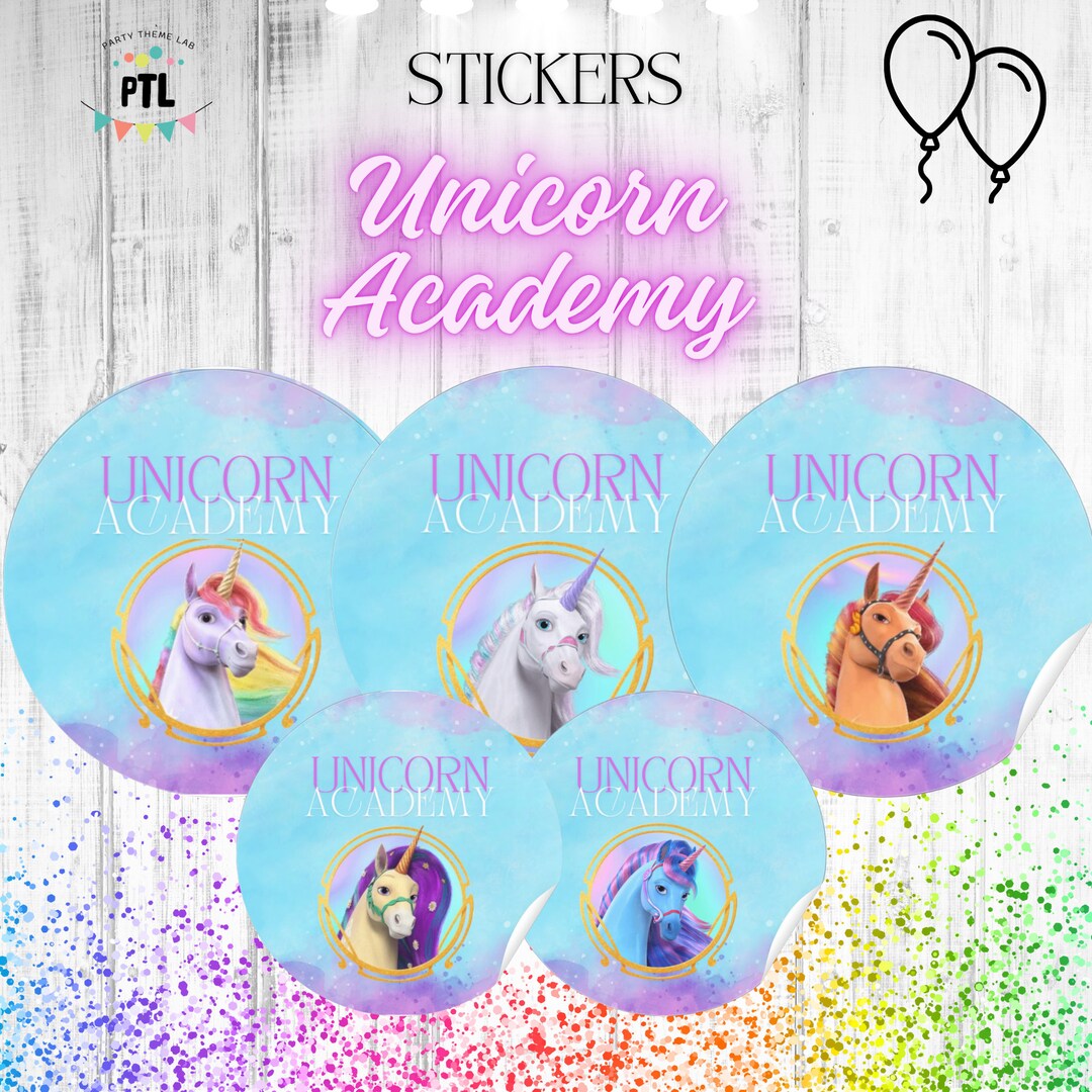 Personalized UNICORN ACADEMY Birthday Stickers Unicorn Academy ...