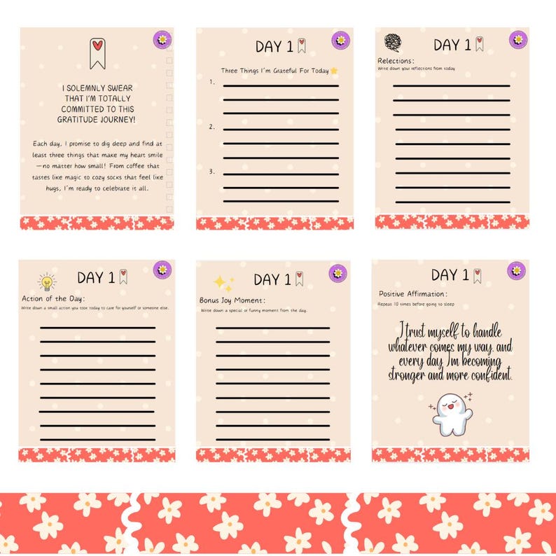 Editable Monthly Gratitude Journal Template – Printable Self-care ...