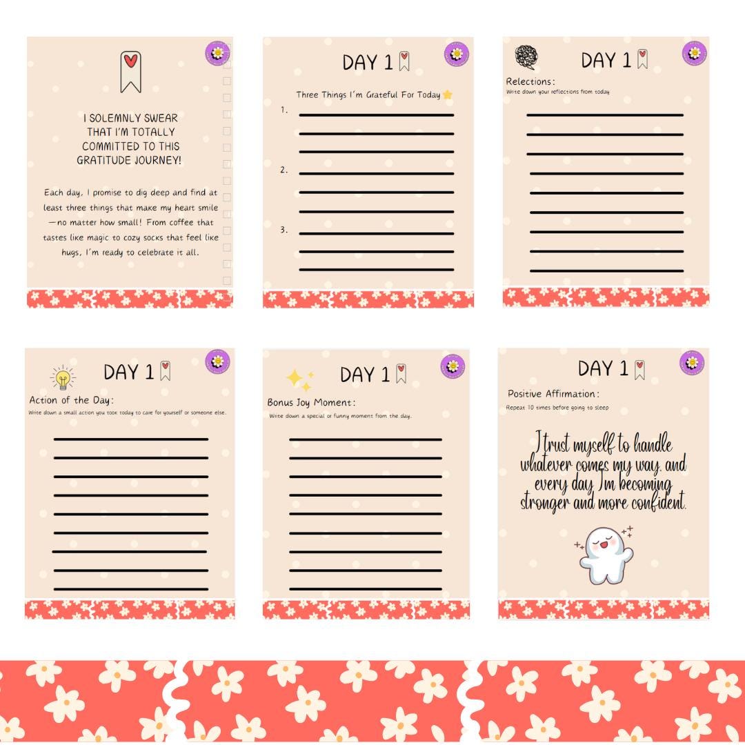 Editable Monthly Gratitude Journal Template – Printable Self-care ...
