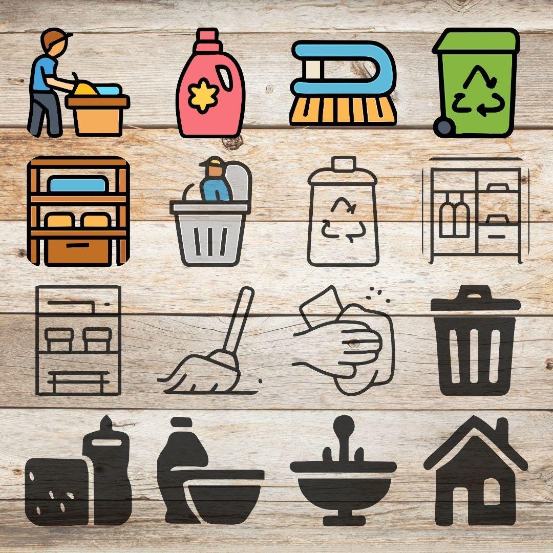 Home Cleaning Icons SVG Bundle: Laundry, Organizing (digital Download ...