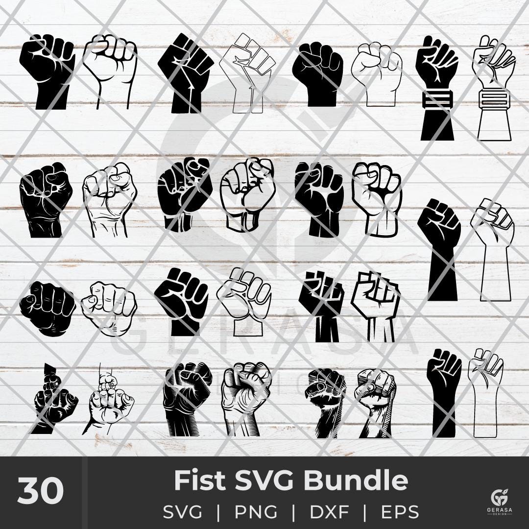 Fist SVG Bundle, Raised Fist SVG, Fist Clipart, Vector, Silhouette, SVG ...