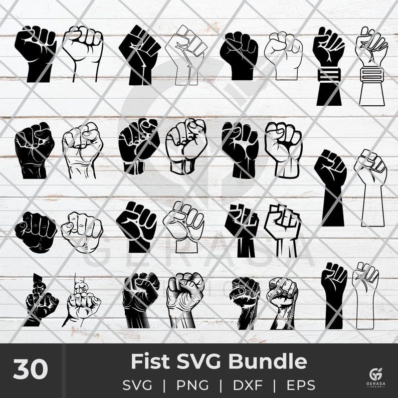 Fist SVG Bundle, Raised Fist SVG, Fist Clipart, Vector, Silhouette, SVG ...