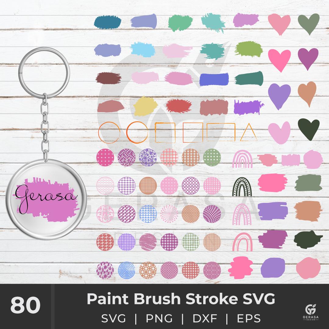 Paint Brush Stroke SVG, Keychain SVG, Rainbow Brush Svg, Heart Brush ...