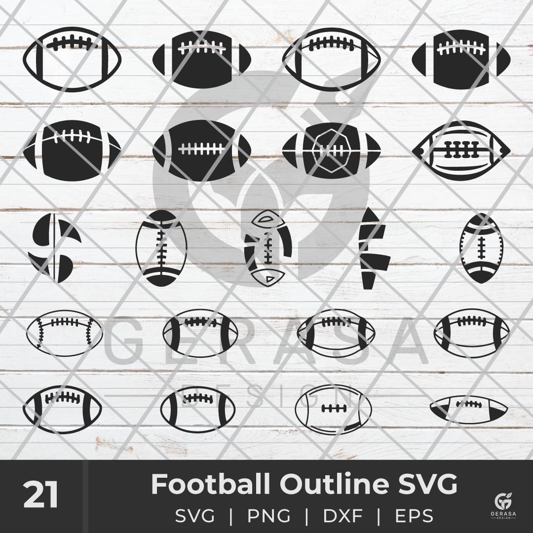 Football Outline SVG Bundle, Football Svg Clipart, Football Svg for ...