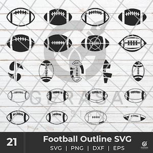 Football Outline SVG Bundle: Clipart, Cricut Cut Files (digital ...