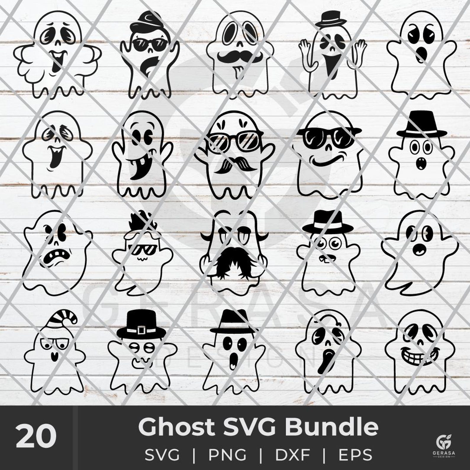 Ghost SVG Bundle, Halloween Svg, Ghosts Clipart, Cute Ghost Outline Cut ...