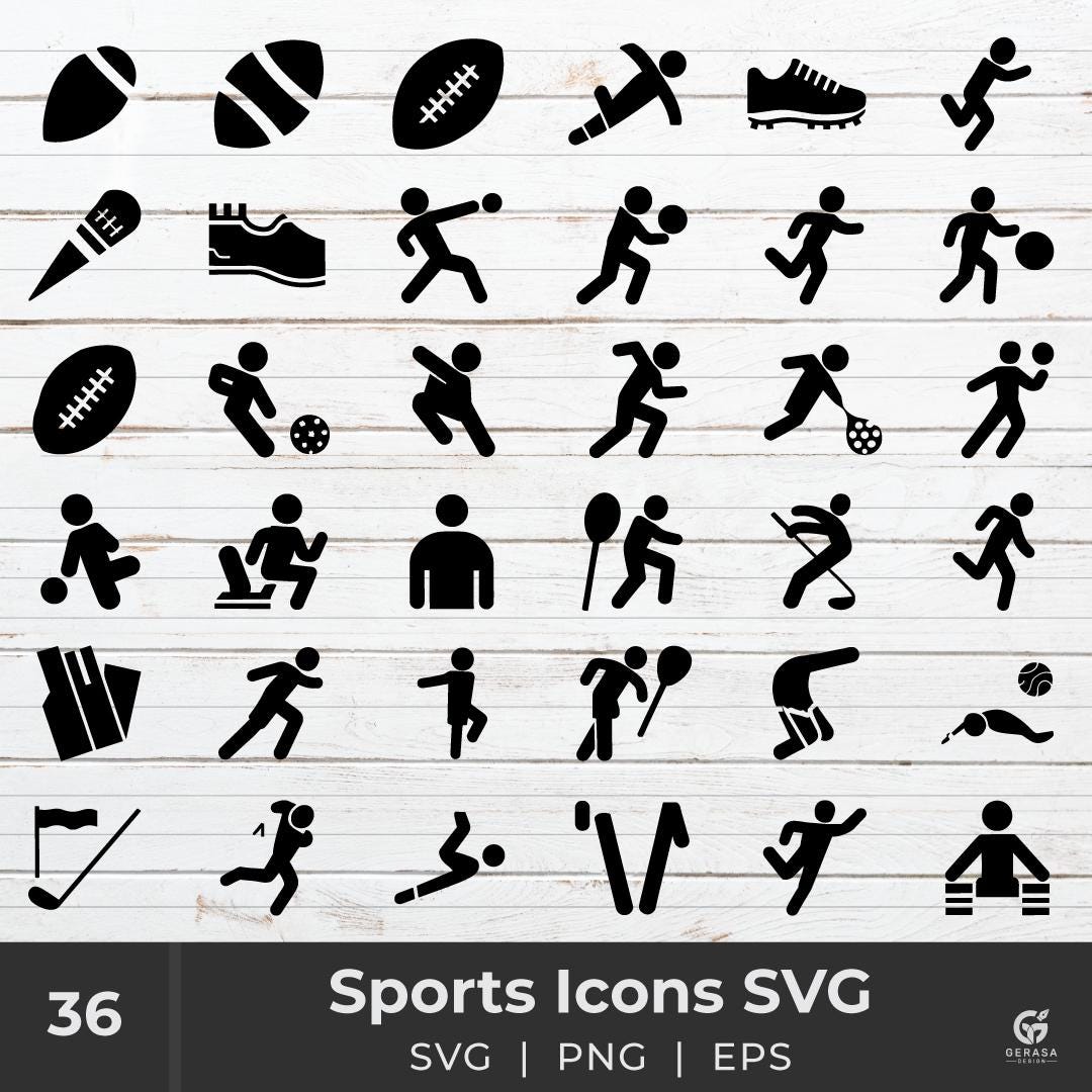 Sports Icons SVG: Ball Game Clipart, Cricut Cut Files (digital Download ...