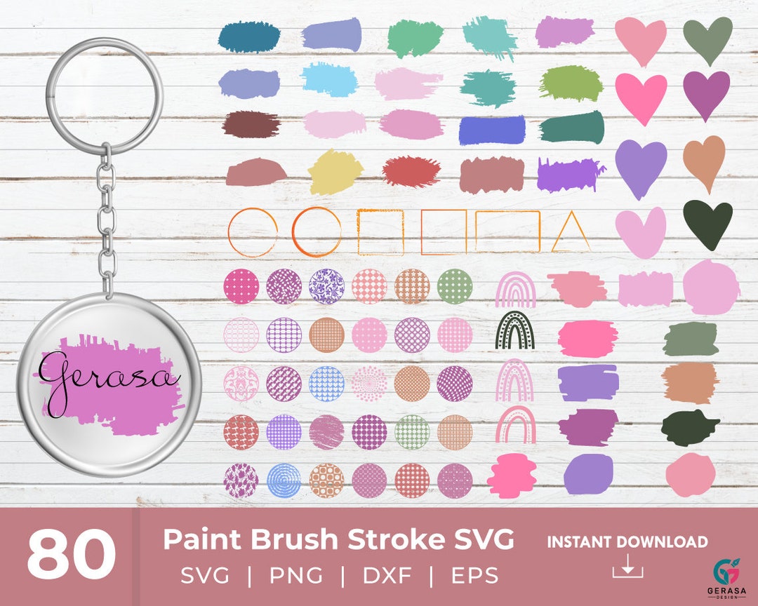 Paint Brush Stroke SVG, Keychain SVG, Rainbow Brush Svg, Heart Brush ...