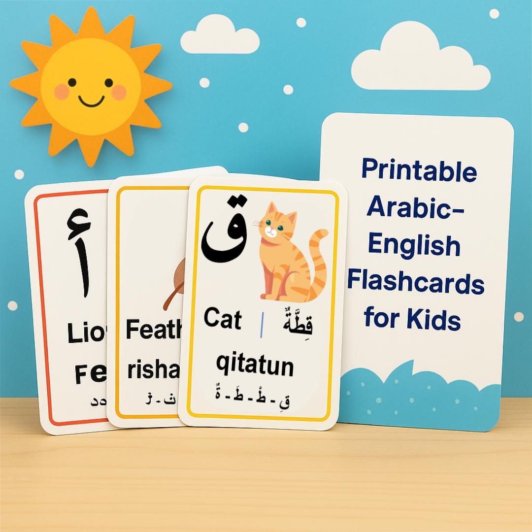 Printable Arabic-english Flashcards for Kids | Alphabet With Pictures ...