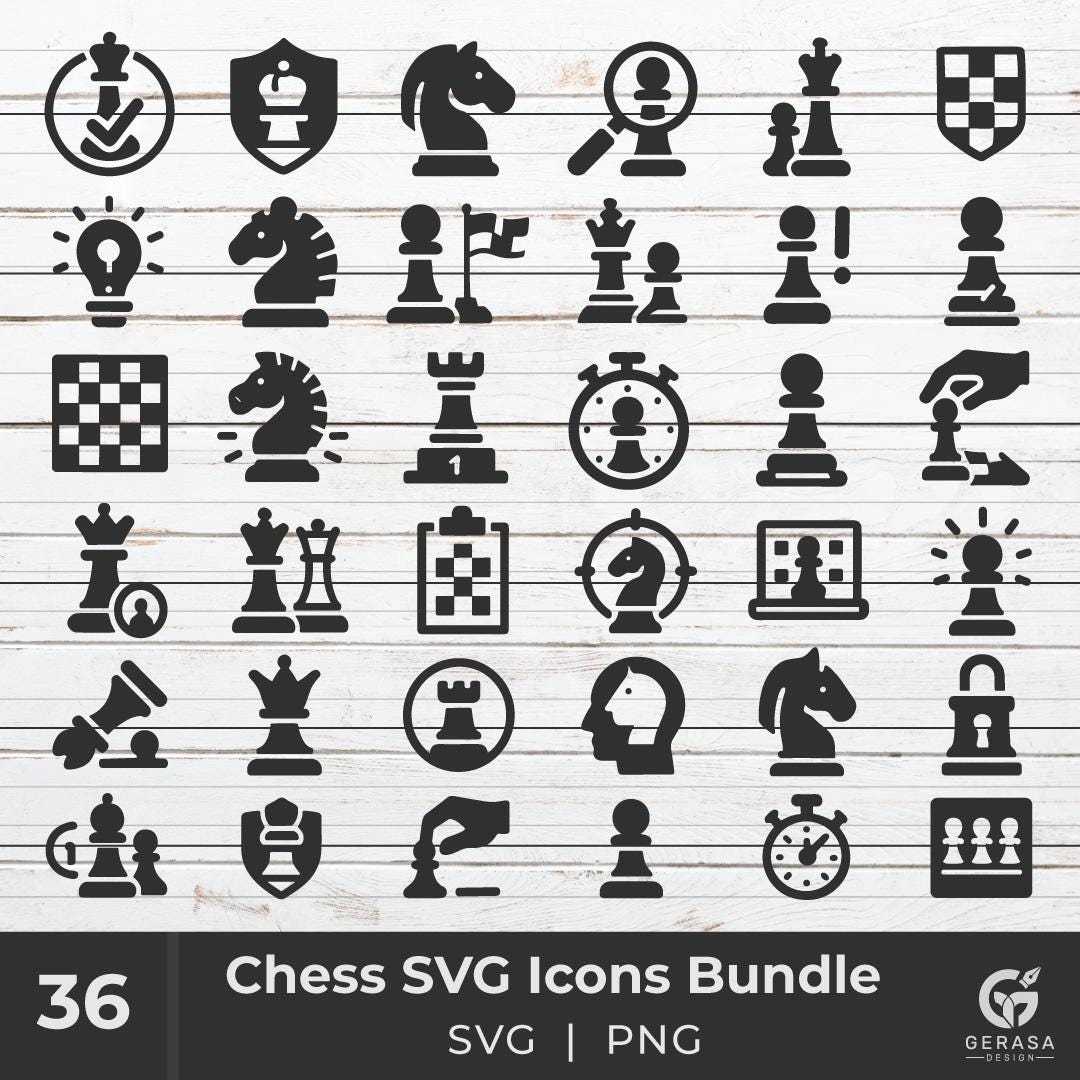 Chess Svg Icons Bundle, Black Vector Chess Set, Minimal Chess Pieces ...