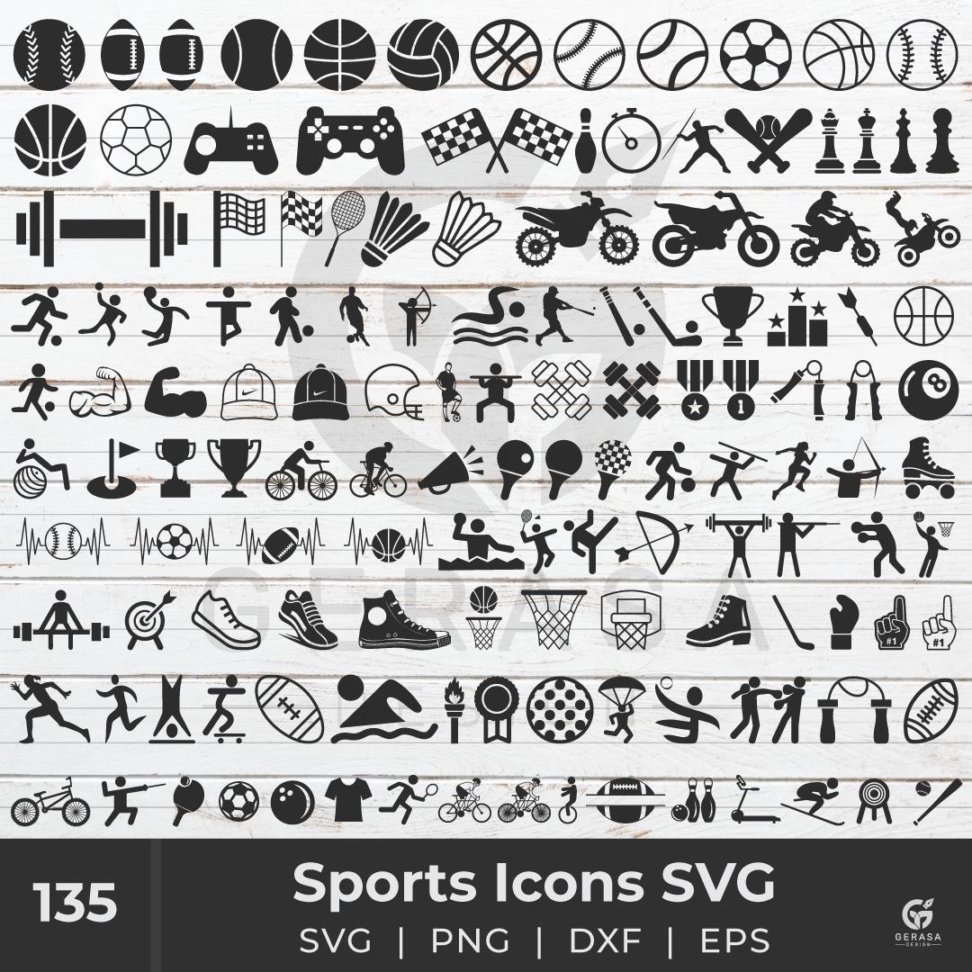 Sports Icons SVG Bundle: Ball Game Clipart (digital Download) - Etsy