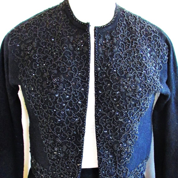 Black Beaded Sweater - Etsy