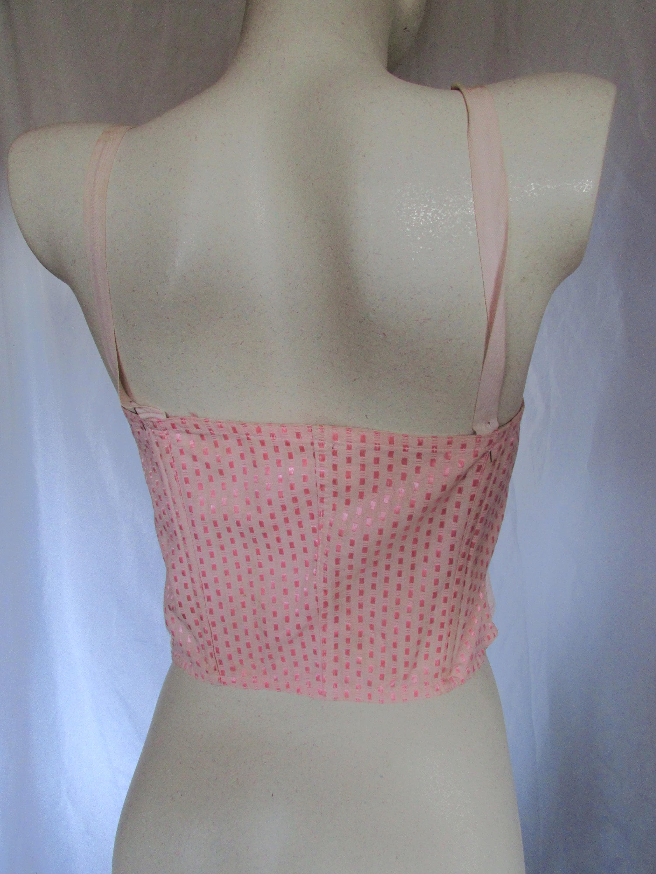 Vintage 1920's Flapper Bandeau Bra Pink Woven Cotton Binding Brassiere ...