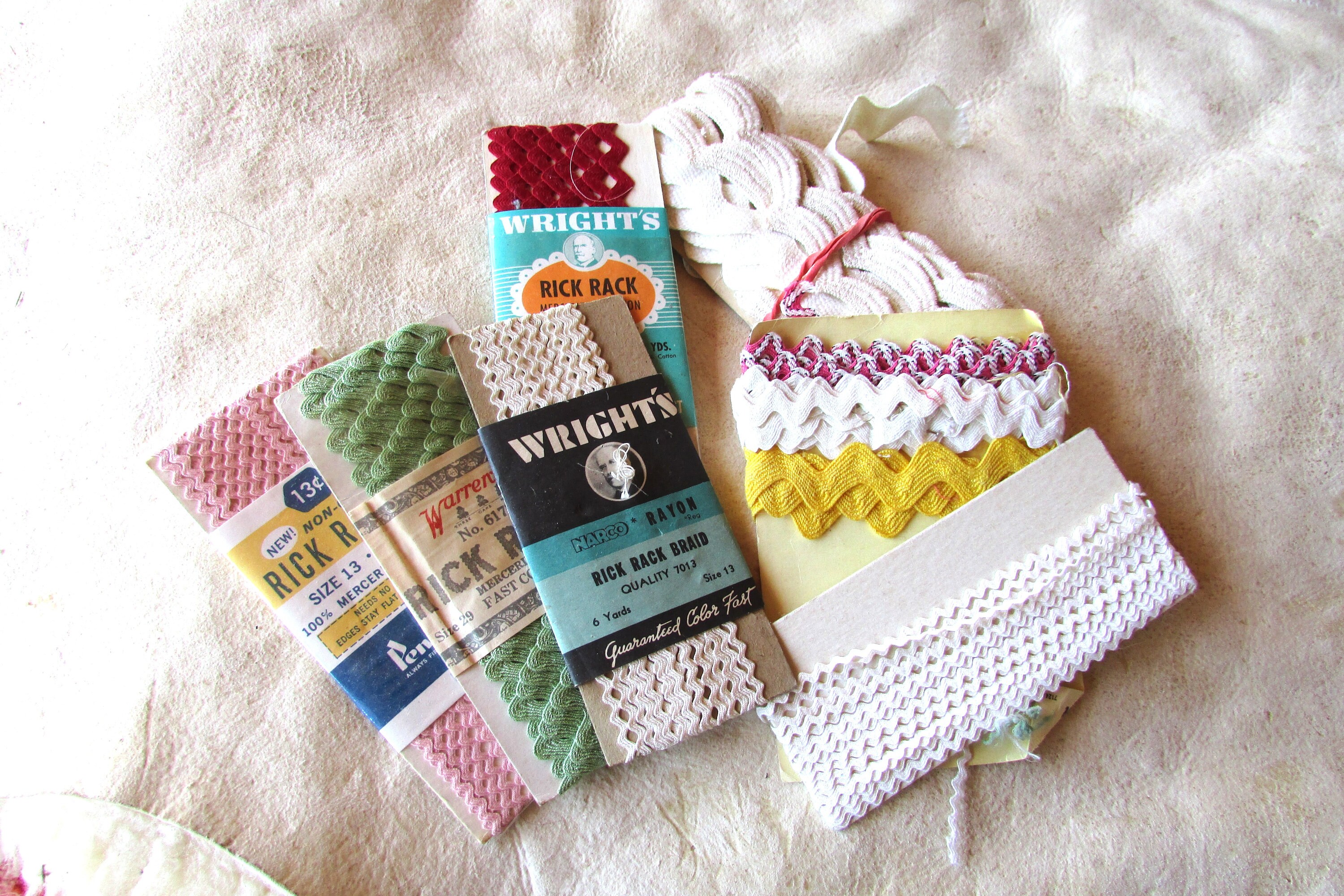 Vintage 1950's Rick Rack Cotton Braid & Trim Lot Sewing Notions Red ...