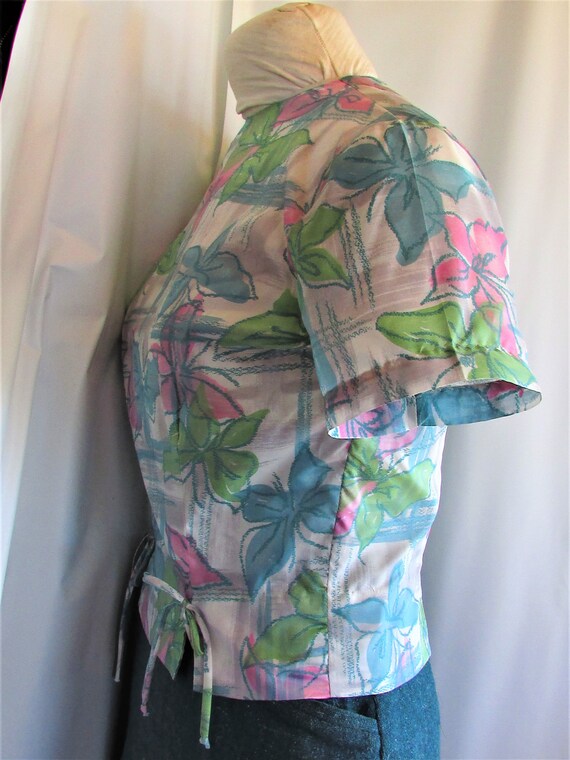 Vintage 1960's Blouse Back Button Suit Blouse Pastel … - Gem