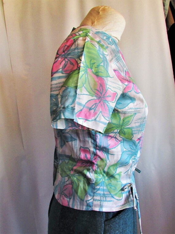 Vintage 1960's Blouse Back Button Suit Blouse Pastel … - Gem