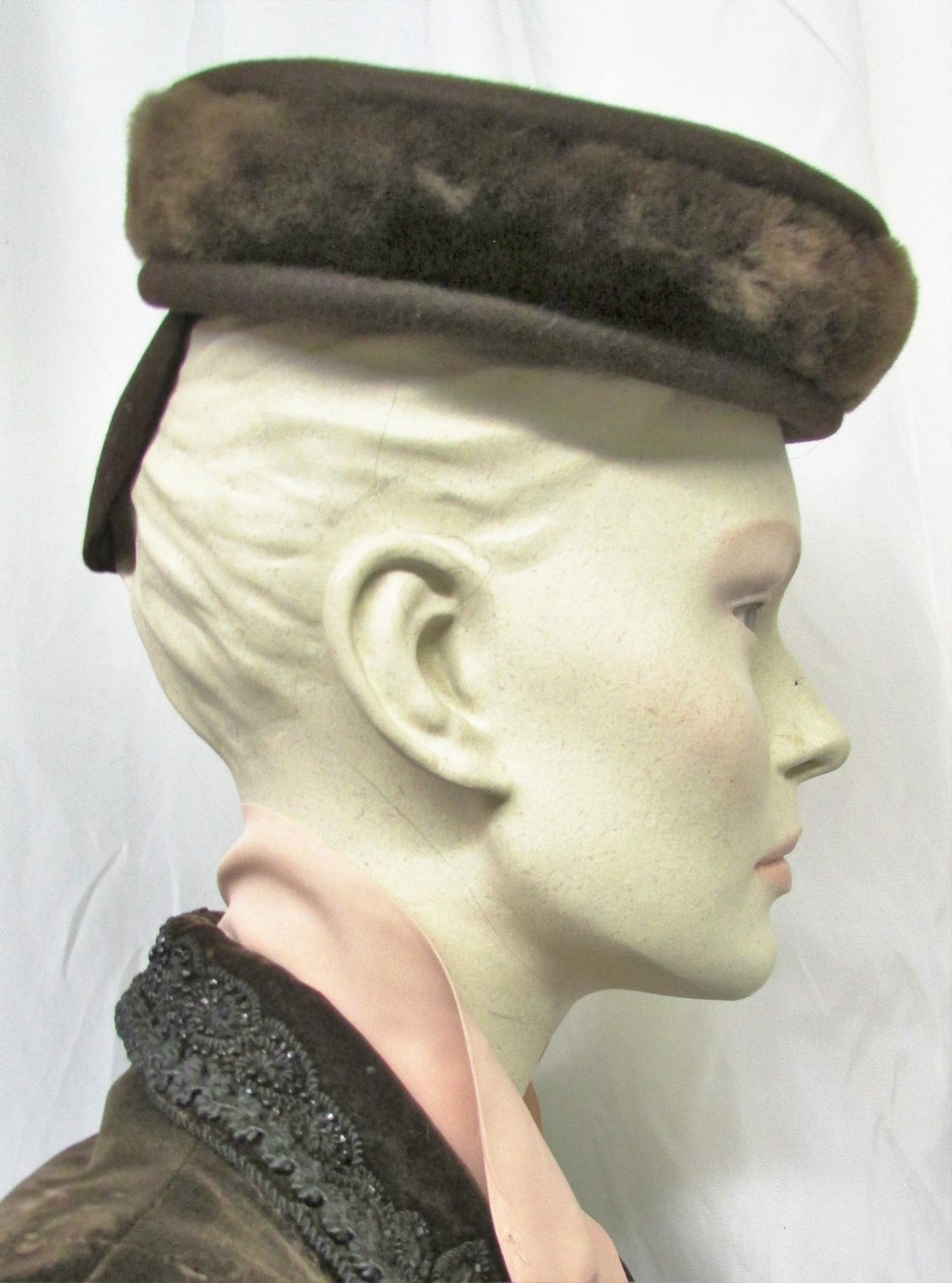 Vintage 1930's 40's Hat Beaver Fur & Wool Felt W Back Flap Tilt Hat ...