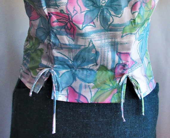 Vintage 1960's Blouse Back Button Suit Blouse Pastel … - Gem