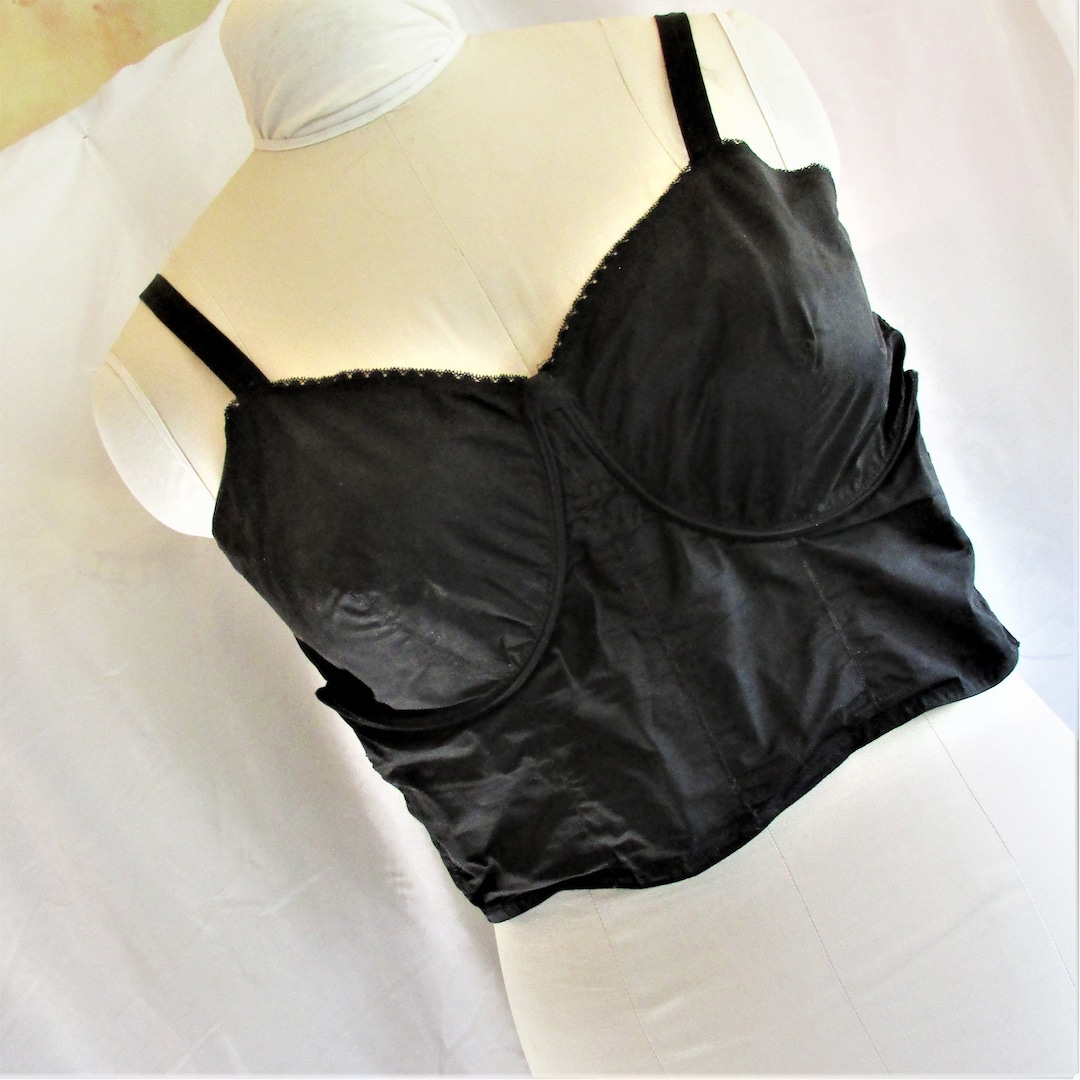 Vintage 1940's 50's Bullet Bra J. Berle Paris Delineator Longline Black ...