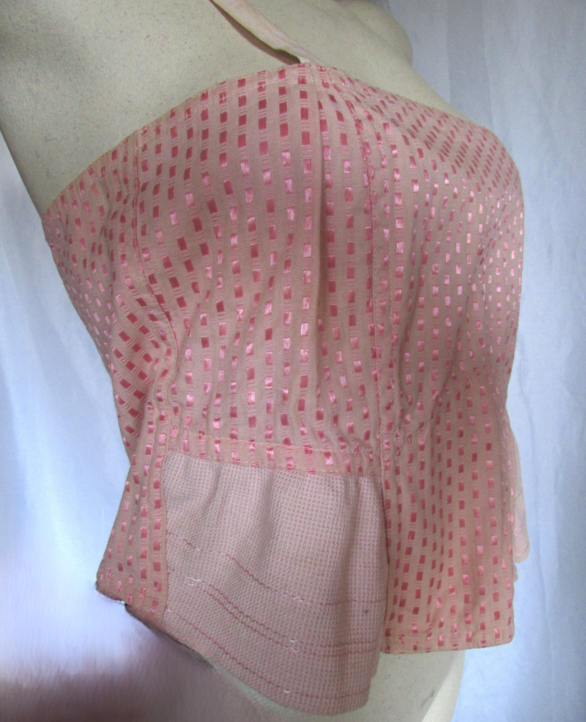 Vintage 1920's Flapper Bandeau Bra Pink Woven Cotton Binding Brassiere ...