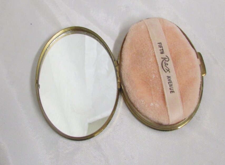 Vintage 1930's Powder Compact Rex Fifth Avenue Oval White - Etsy