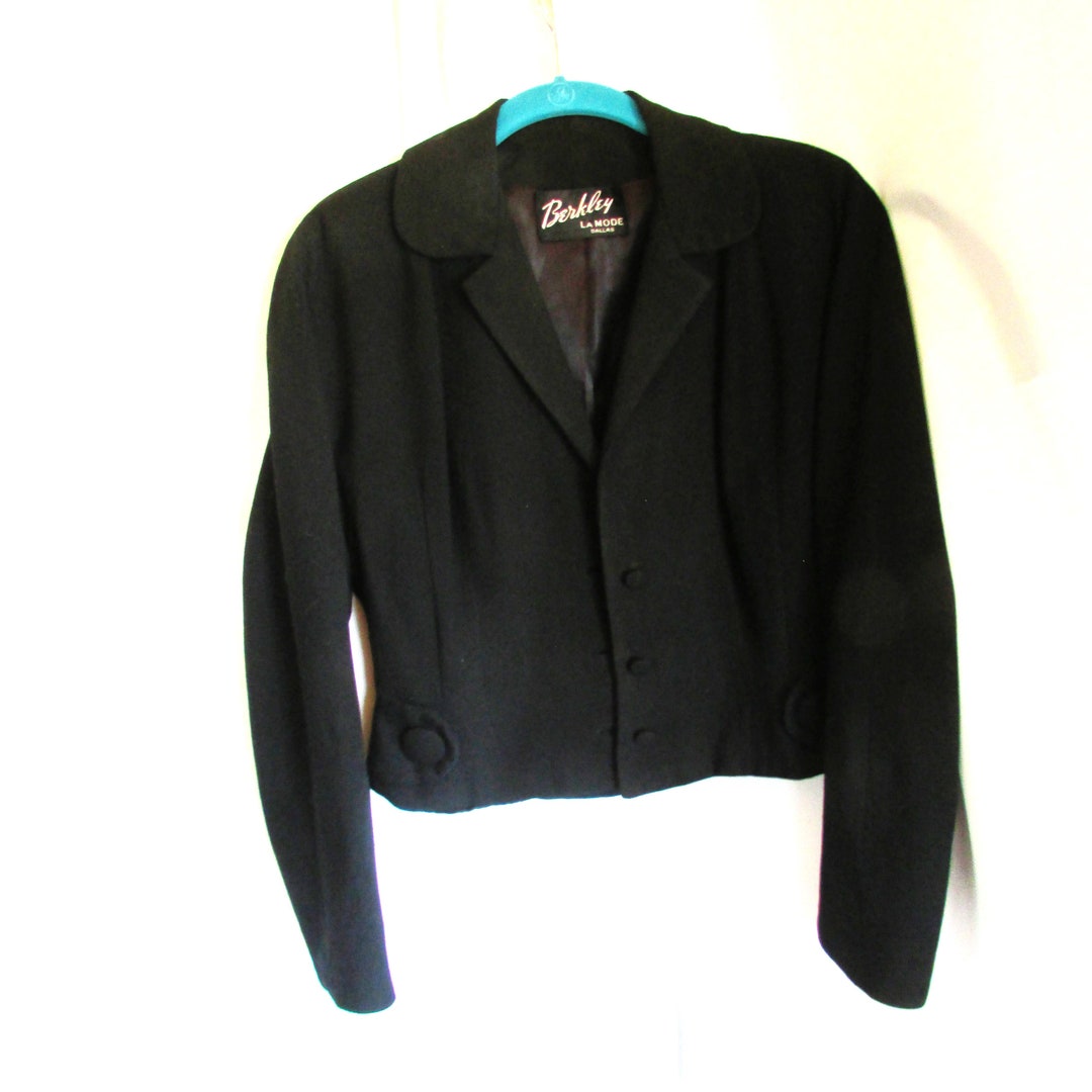 Vintage 1940's 50's Jacket Black Wool Ladies Fitted - Etsy