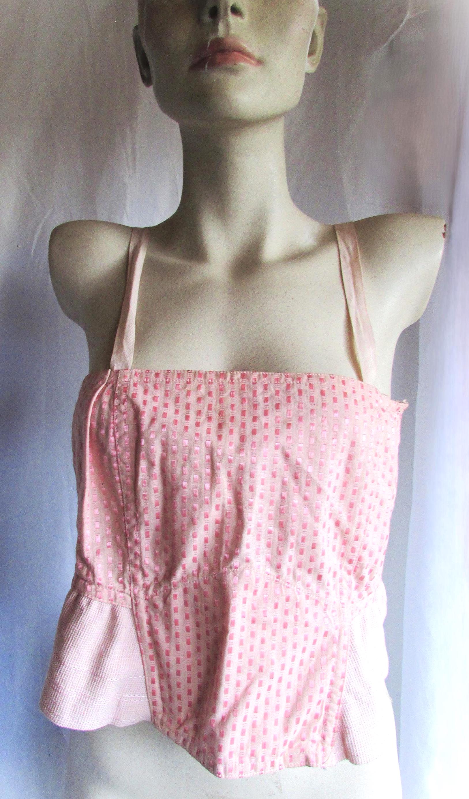Vintage 1920's Flapper Bandeau Bra Pink Woven Cotton Binding Brassiere ...