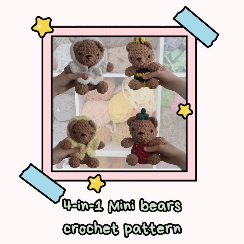 4-in-1 Mini Bears Crochet PDF Pattern - Etsy UK