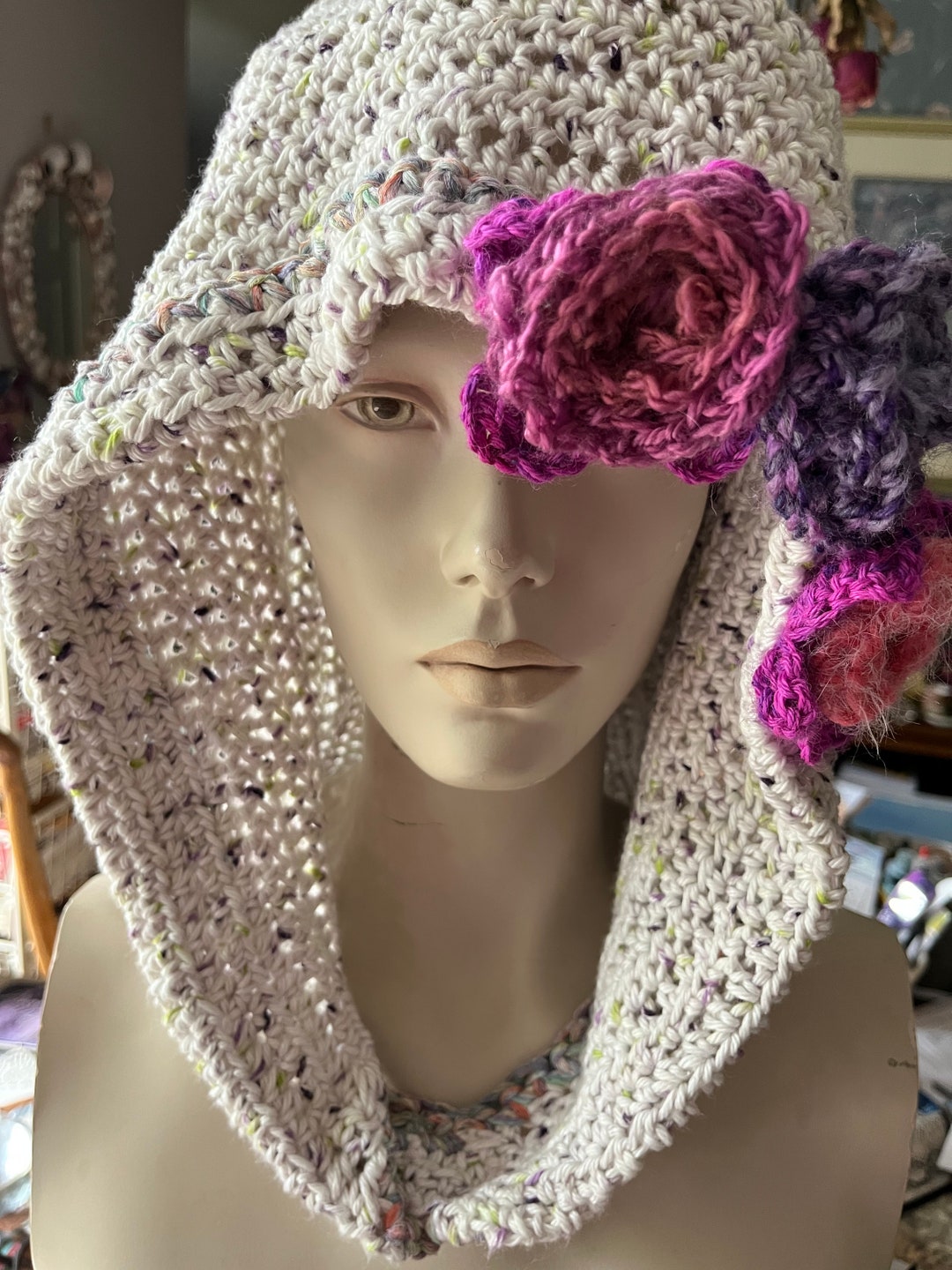 Crocheted Flower Hood - Etsy
