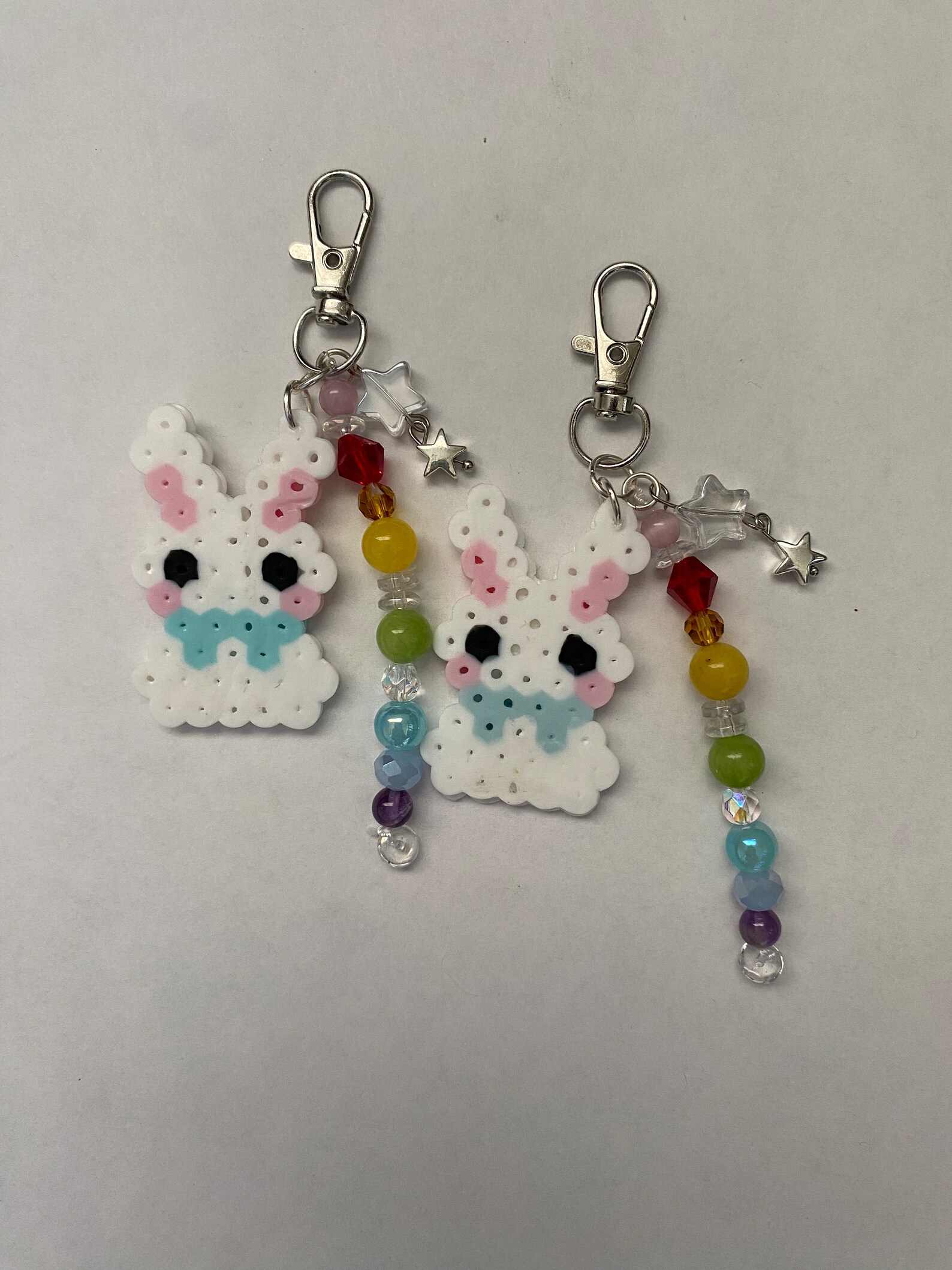 Perler Bead Bunny Rainbow Keychain | Cute Accessory - Etsy