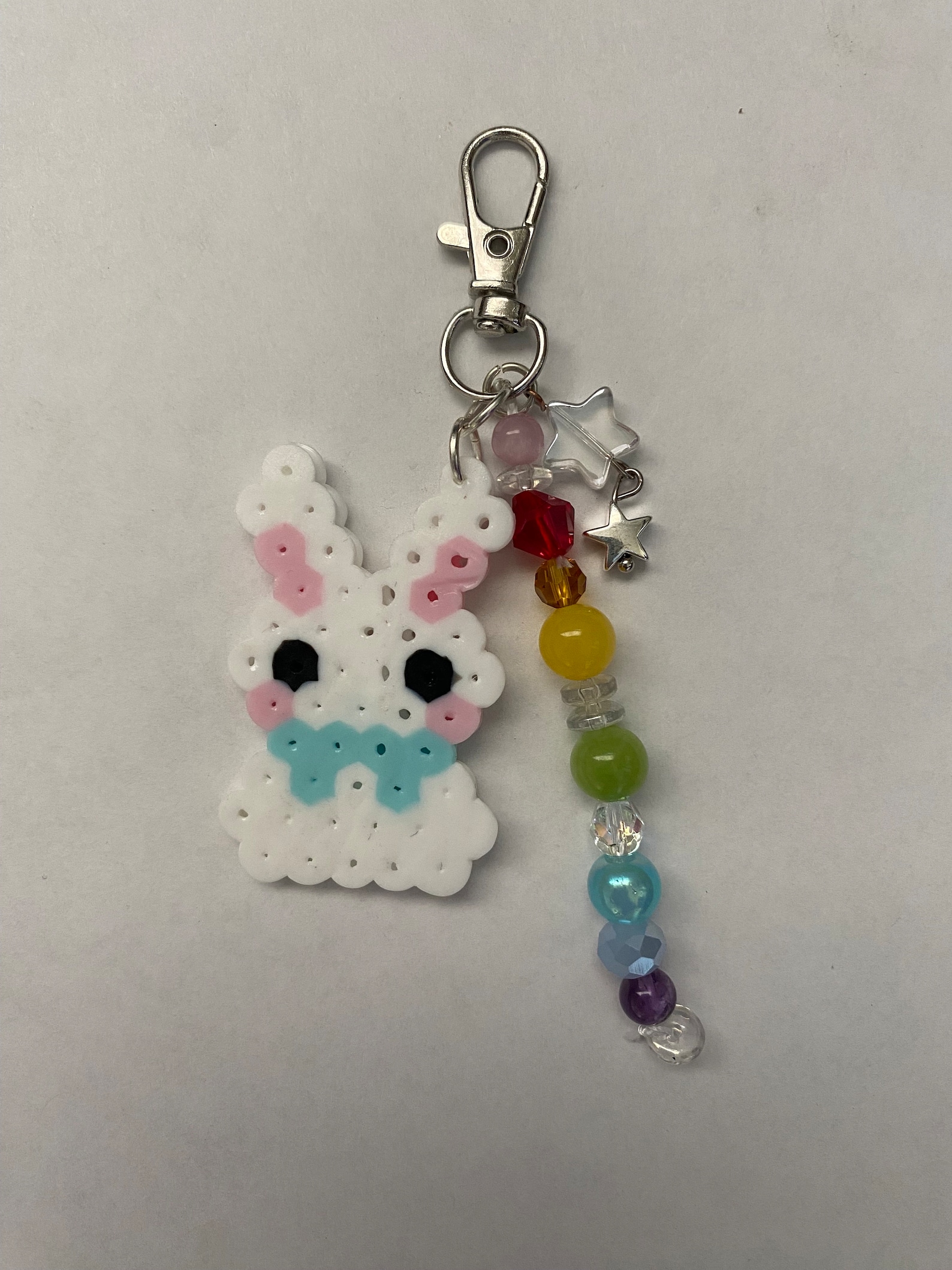 Perler Bead Bunny Rainbow Keychain Cute Accessory - Etsy