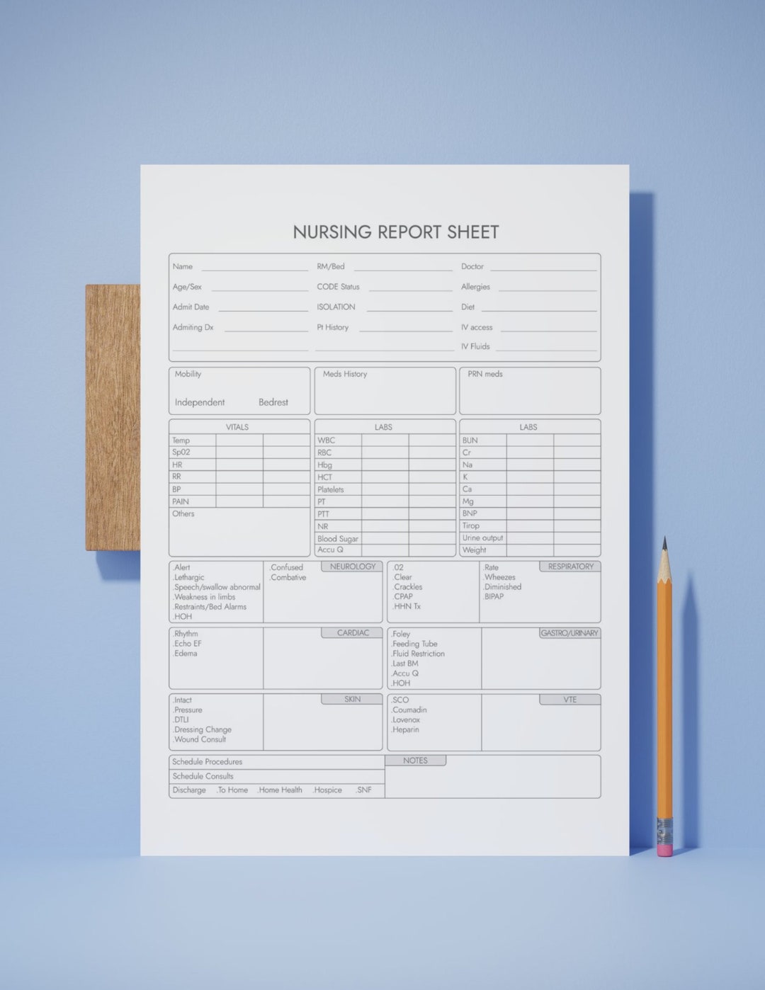 Nursing Report Sheet, Shift Change Report, Nurse Notes, Printable ...