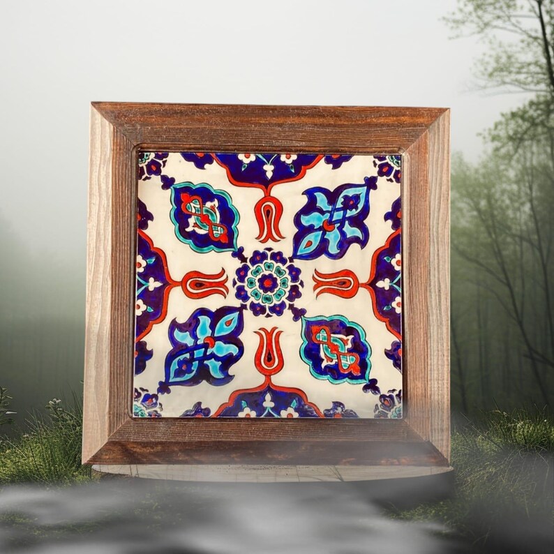 Handmade Ceramic Tile, Rustem Pasa Mosque, Wooden Frame Ceramic Tile ...