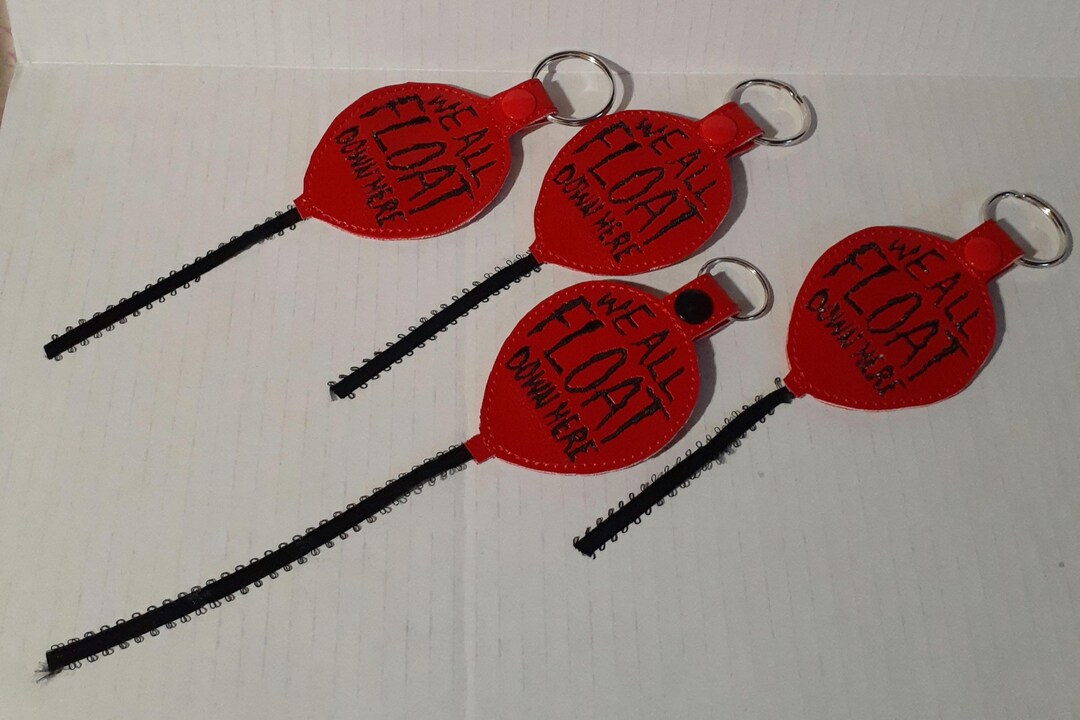 Homemade "we All Float..." Balloon Embroidered Vinyl Keyring FOB - Etsy