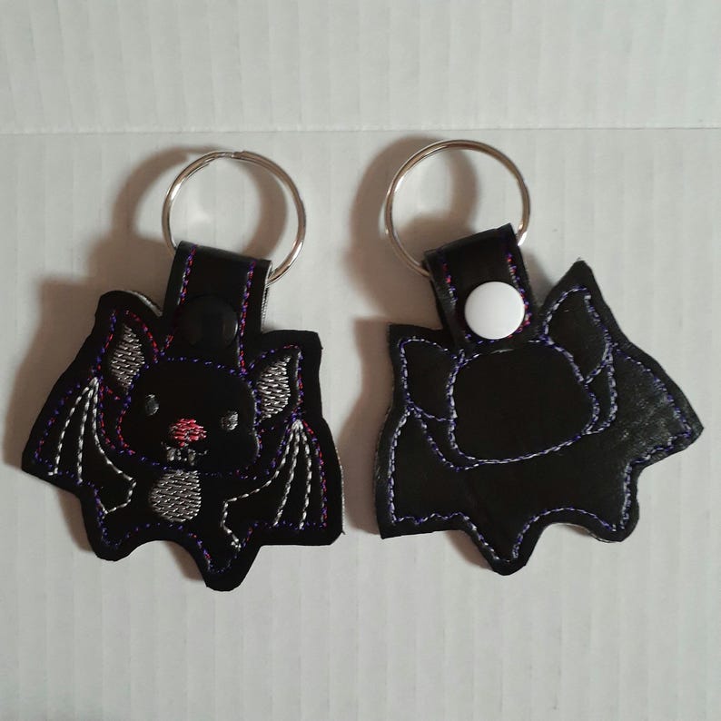 Cute Homemade Embroidered Vinyl Bat Keyring FOB - Etsy