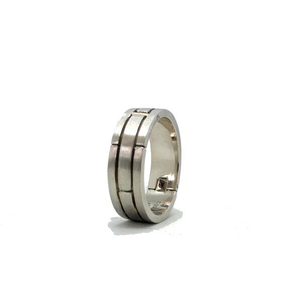 Gold Hinged Ring Flat Band With Line Work | Etsy