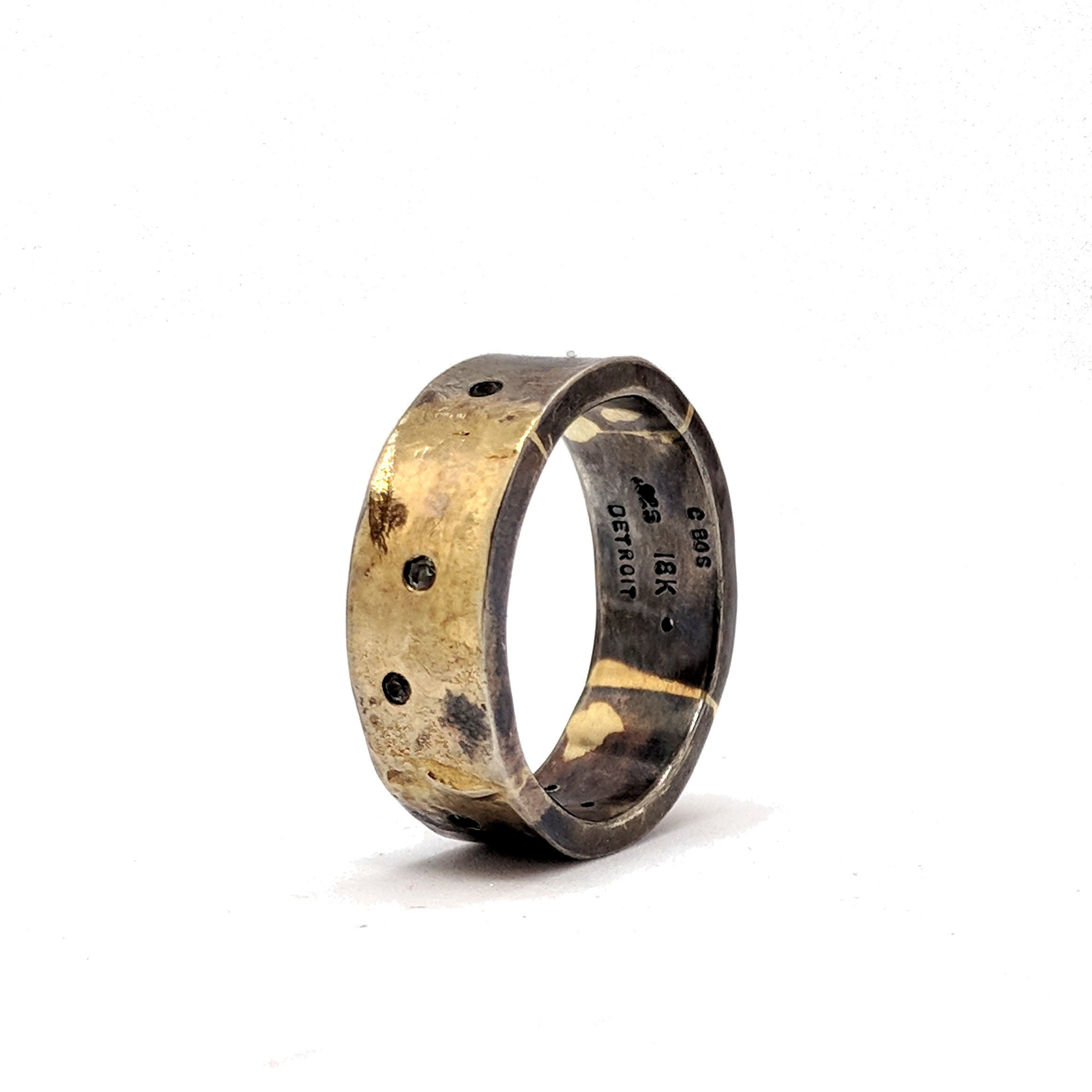 Sterling Silver and 18k Gold Ring With Sapphires and Diamonds - Etsy
