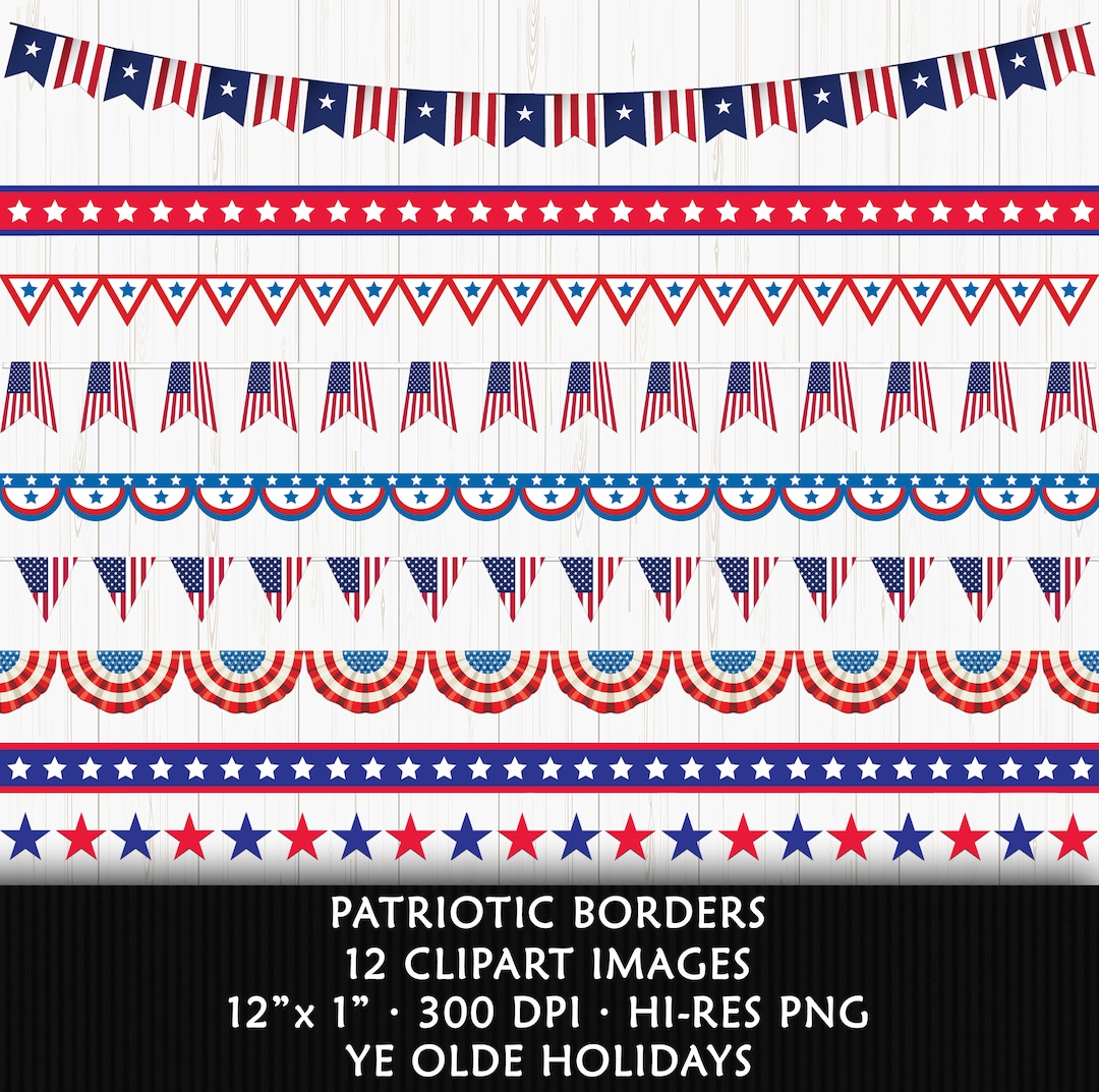 Patriotic Border PNG, 4th of July Clipart, 4th of July Border, 4th of ...