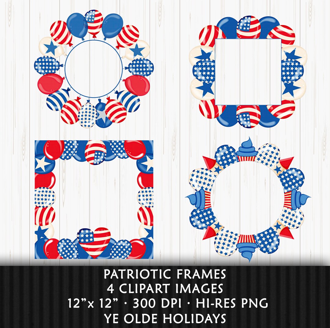 4th of July Frame PNG, Red White and Blue Frame Clipart, Patriotic ...