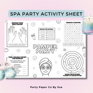 Spa Party Activity Sheet Printable PDF, Instant Download Digital, Kids ...