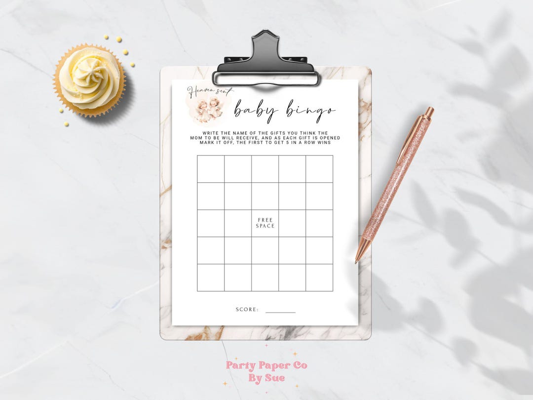 Baby Shower Game Baby Bingo Heaven Sent Printable INSTANT DOWNLOAD ...