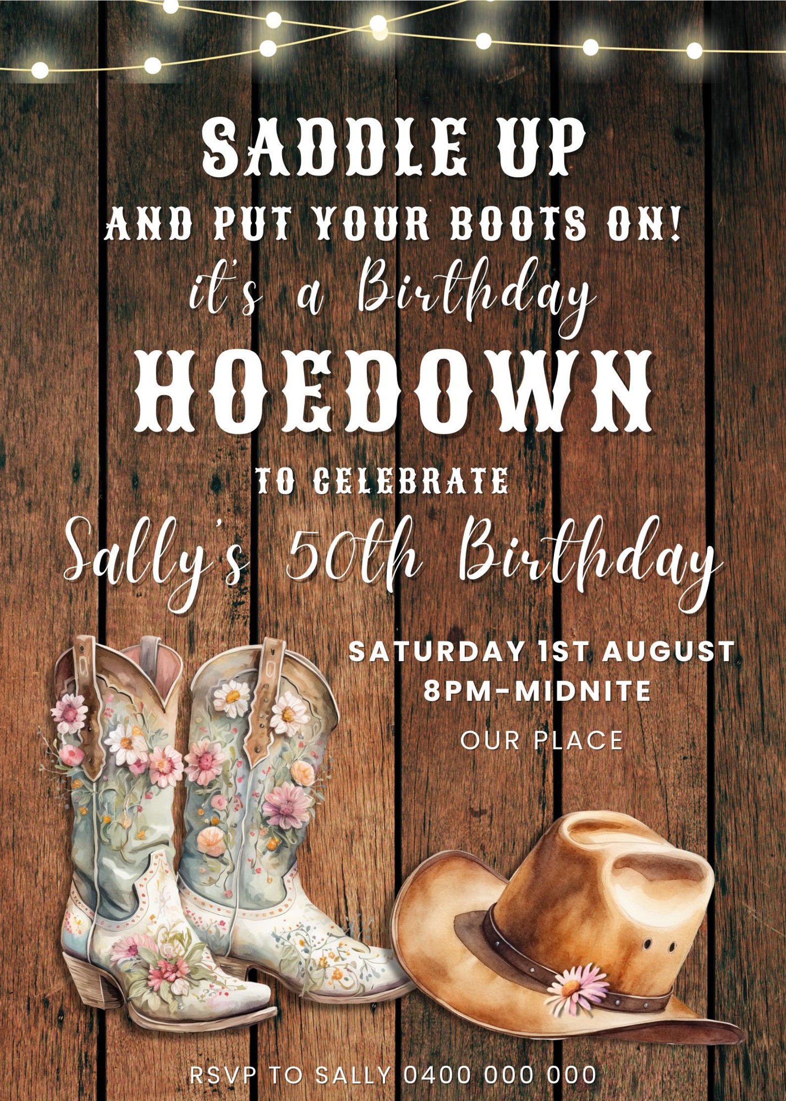 Editable Western Hoedown Birthday Party Invitation, Cowboy Digital ...
