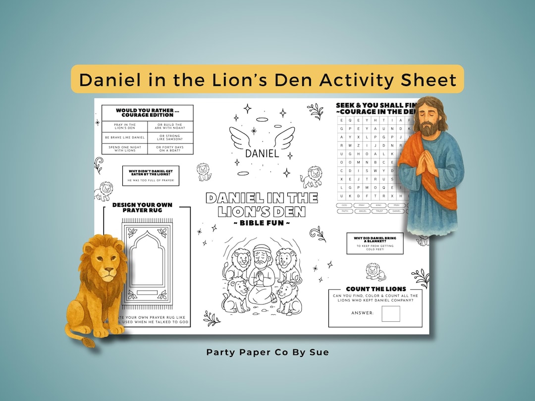 Daniel in the Lion's Den Kids Activity Sheet Printable PDF INSTANT ...