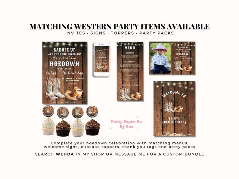 Editable Western Hoedown Birthday Invitation | Cowboy Cowgirl Party ...