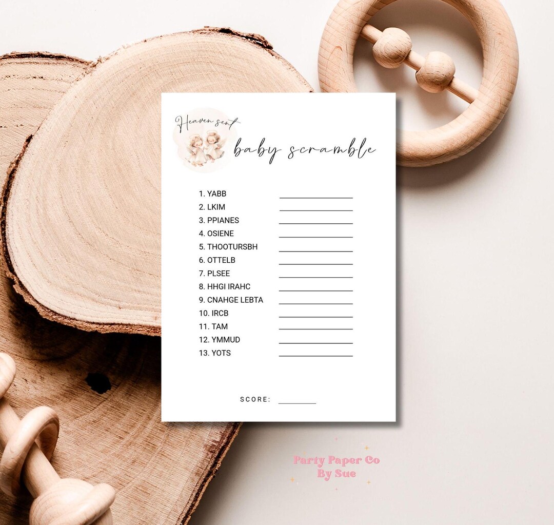 Baby Shower Game Baby Scramble Heaven Sent Printable INSTANT DOWNLOAD ...