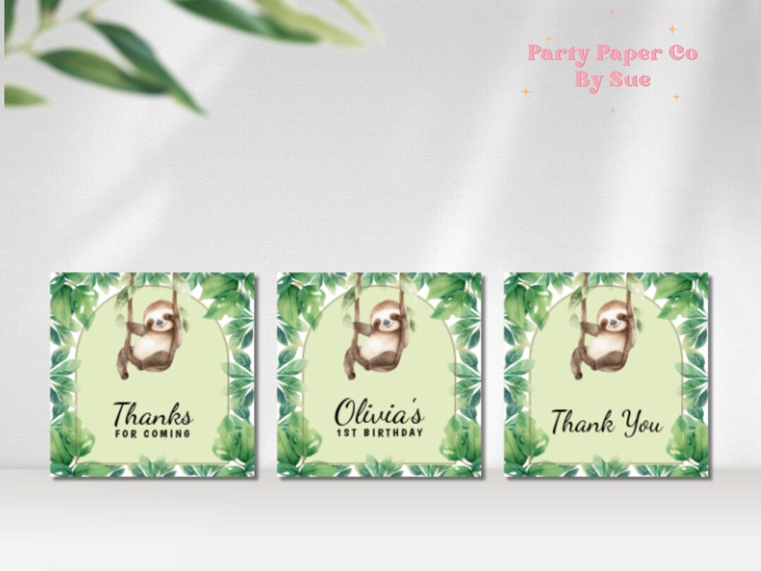 Sloth Thank You Favour Tag Template INSTANT Download, Printable Favor ...