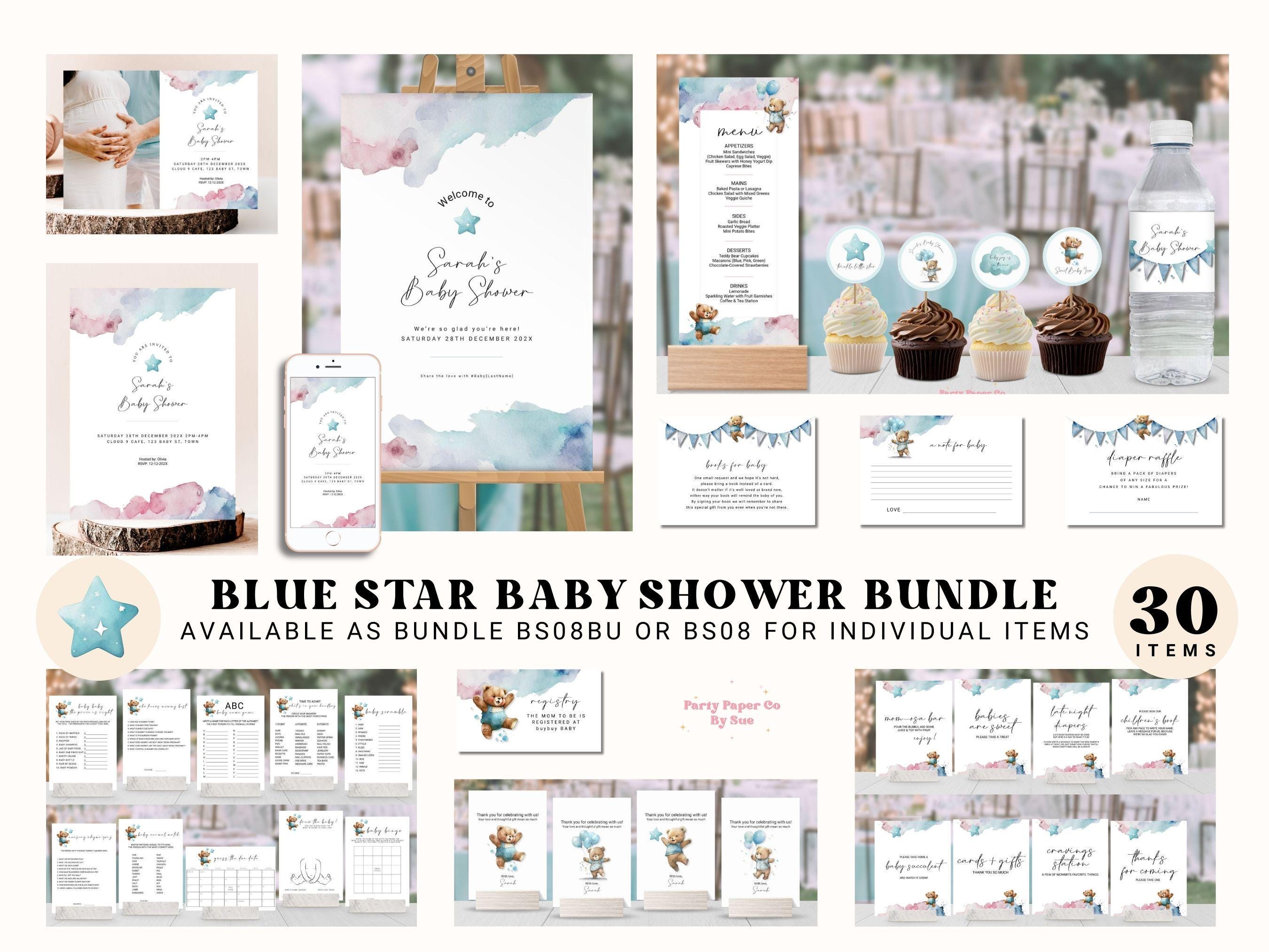 Baby Shower Game Who Knows Mummy Best Blue Star Template INSTANT ...